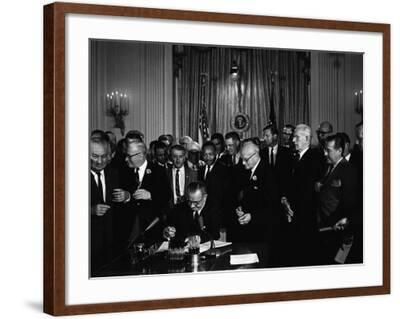 'President Lyndon Johnson, Watched by Martin Luther King, Jr. Signing ...