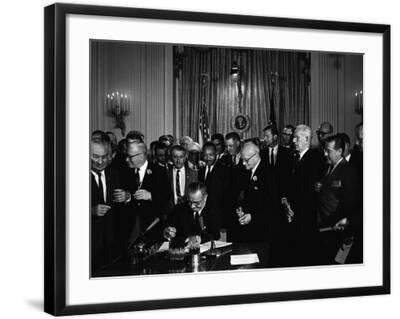 'President Lyndon Johnson, Watched by Martin Luther King, Jr. Signing ...