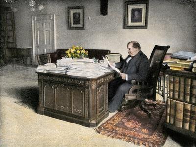 'President Stephen Grover Cleveland (1837-1908) Has His Office in the ...