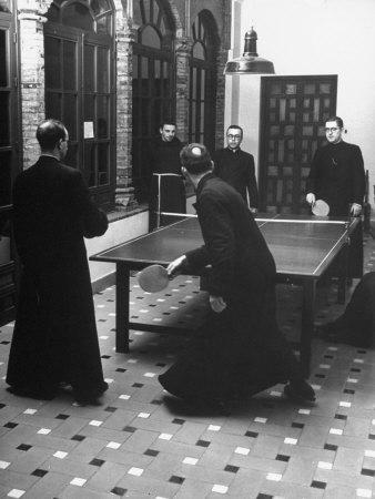 'Priests Playing Ping-Pong at Social School' Photographic Print ...