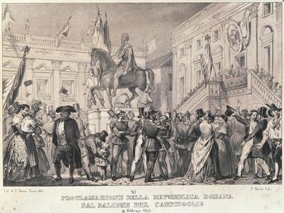 'Proclamation of Roman Republic from Balcony of Campidoglio in Rome, 9 ...