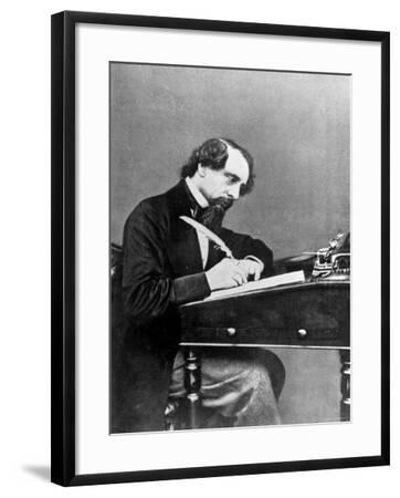 'Prolific English Novelist Charles Dickens Seated Writing with a Quill ...