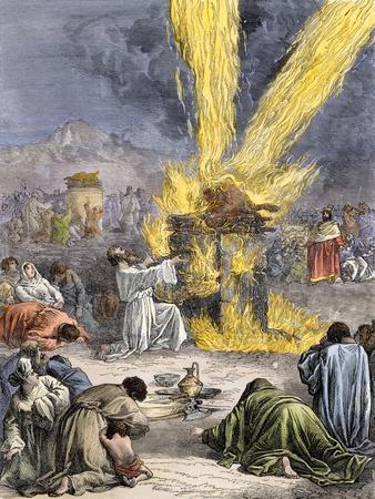 'Prophete Elijah Invokes Yahweh (Yhwh) with the Priests of Baal (Baal ...