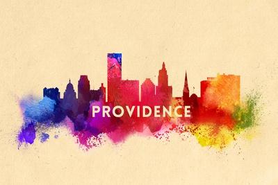 'Providence, Rhode Island - Skyline Abstract' Print - Lantern Press ...