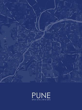 'Pune, India Blue Map' Posters | AllPosters.com
