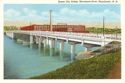 'Queen City Bridge, Merrimack River, Manchester, New Hampshire' Posters ...