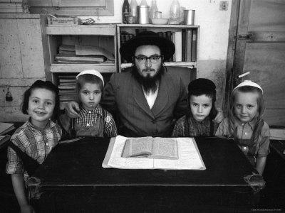 'Rabbi Posing with His Young Students Who Are Learning to Read Hebrew ...