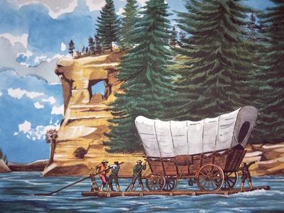 'Rafting a Wagon on the Columbia River on the Oregon Trail in 1843 ...