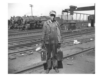 'Railroad Worker, C.1900 (B/W Photo)' Giclee Print - American ...