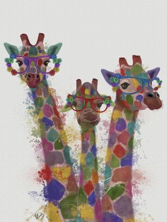 'Rainbow Splash Giraffe Trio' Print - Fab Funky | AllPosters.com