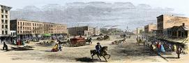 Randolph Street, Chicago City, 1850S, United States. Colour Engraving ...