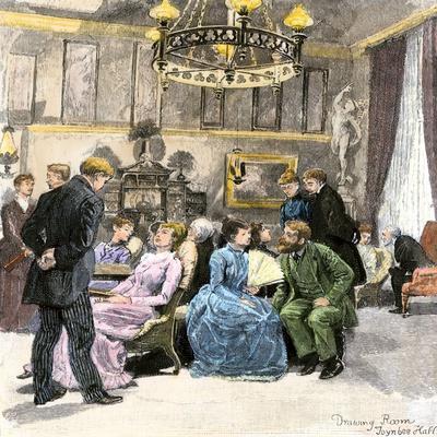 Reception in the Dining Room of Toynbee Hall, England, 1890. Colouring ...