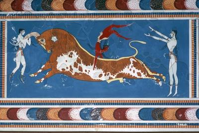 'Reconstruction of the 'Bull-leaping' fresco from the Minoan Royal ...