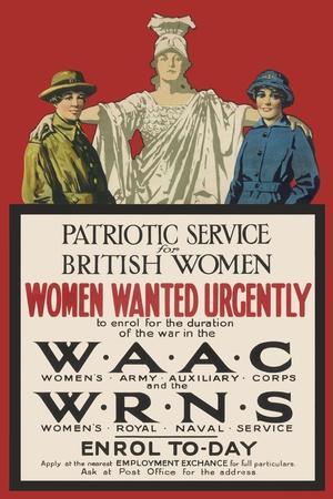 'Recruitment Poster for the Waac and Wrns' Posters | AllPosters.com