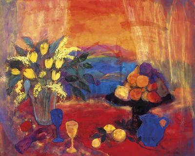 'Red Still Life against the Hills' Giclee Print - Ann Oram | AllPosters.com