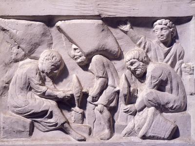 Relief Depicting Stonemasons, Two Men Unloading Large Blocks of Stone ...