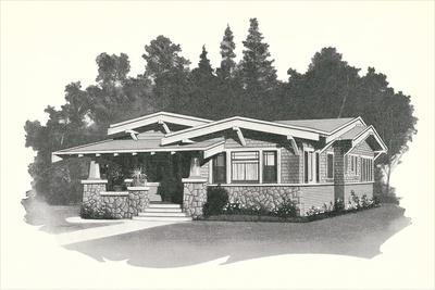 'Rendering and Floor Plan of Craftsman House' Posters | AllPosters.com