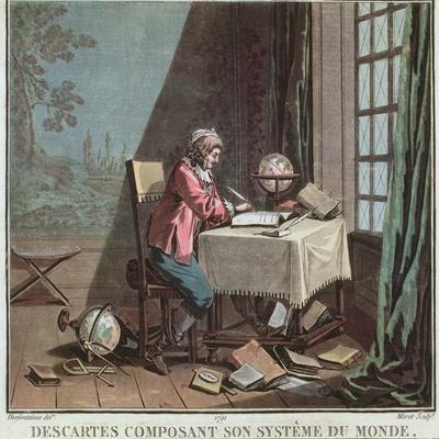 'Rene Descartes (1596-1650) Writing His World System' Giclee Print ...
