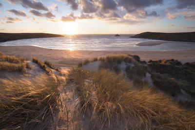 'Ribbed Sand and Sand Dunes at Sunset, Crantock Beach, Crantock, Near ...