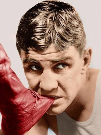 'Ritchie Fontaine Pulling on His Boxing Glove with His Teeth, 1935 ...