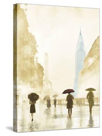 'New York Red Umbrella - Golden' Stretched Canvas Print - Robert Canady ...