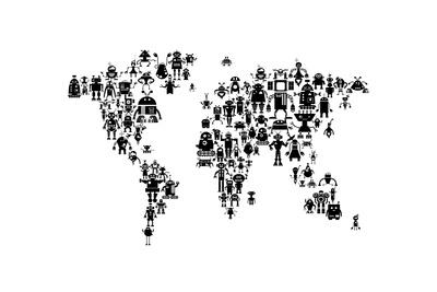 'Robot Map of the World Map' Prints - Michael Tompsett | AllPosters.com