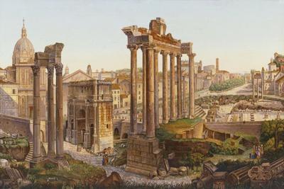 'Roman Mosaic Table-Top, Temples of Castor and Pollux in the Roman ...