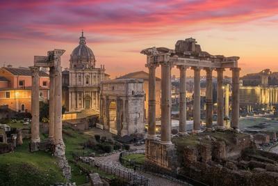 'Rome, Italy at the historic Roman Forum ruins at dusk' Photo ...