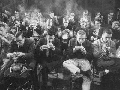 'Room Full of Men Smoking During Pipe Smoking Contest' Photographic ...
