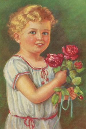 'roses, kitsch, nostalgic, postcard, picture postcard, child, rose ...