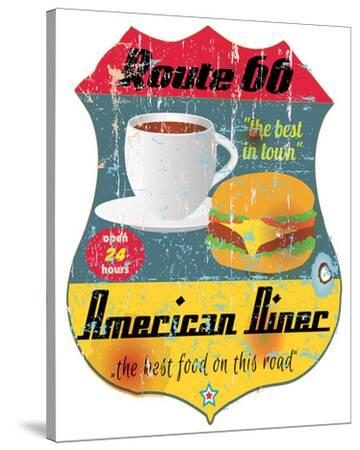 'Route 66 American Diner Sign' Stretched Canvas Print | AllPosters.com