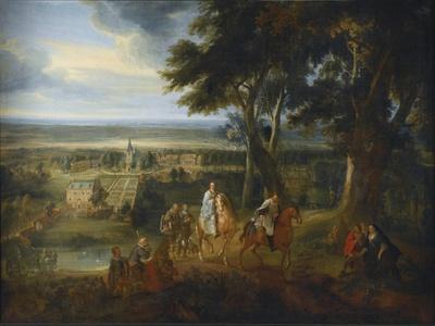 Rudolf of Habsburg (1218-1291) handing over his horse to a priest ...
