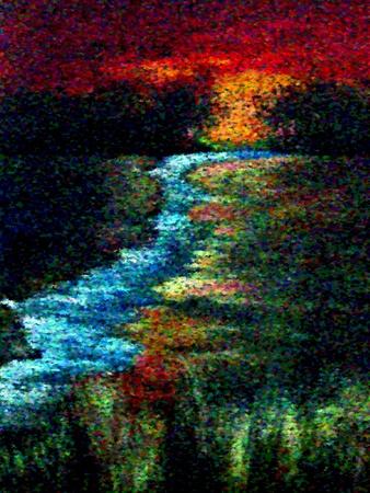 Red Sky Pointillism Landscape - Ruth Palmer | AllPosters.com