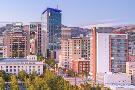Salt Lake City, Utah, USA downtown financial district cityscape at ...