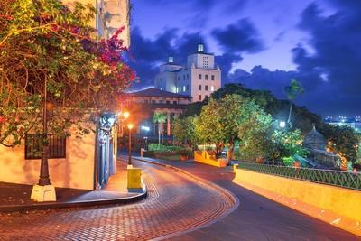 'San Juan, Puerto Rico streets and cityscape at night' Photo ...