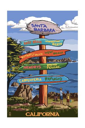 'Santa Barbara, California - Destination Sign' Art - Lantern Press ...