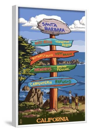 'Santa Barbara, California - Destination Sign' Art - Lantern Press ...
