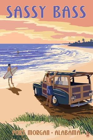 'Sassy Bass - Fort Morgan, Alabama - Woody on the Beach' Print ...