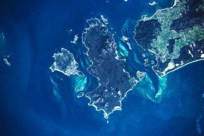 'Satellite view of Furneaux Group islands, Tasmania, Australia ...