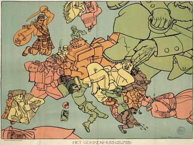 'Satirical Map - The Insane Asylum' Giclee Print - Louis Raemaekers ...