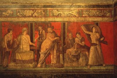 'Scenes of Rituals of Cult of Dionysus, Villa of the Mysteries, Pompei ...