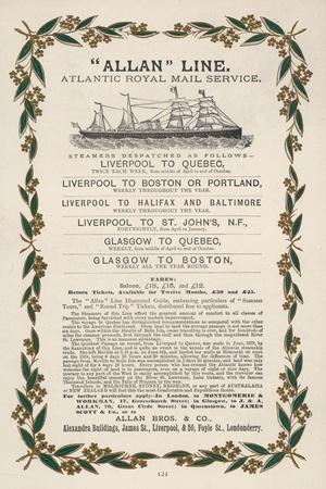 'Schedule of Atlantic Crossings by the Allan Line' Prints | AllPosters.com