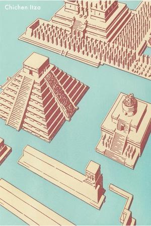 'Schematic Drawing of Chichen Itza' Prints | AllPosters.com