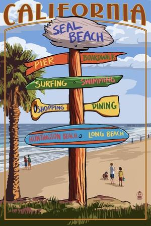 'Seal Beach, California - Destination Sign' Prints - Lantern Press ...