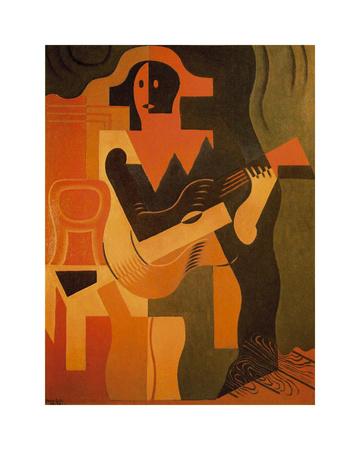 'Seated Harlequin with Guitar' Premium Giclee Print - Juan Gris ...
