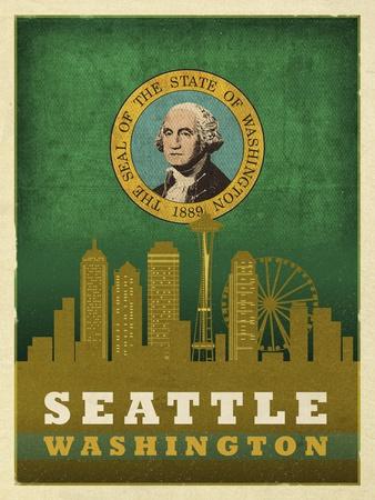 'Seattle Flag' Giclee Print - Red Atlas Designs | AllPosters.com