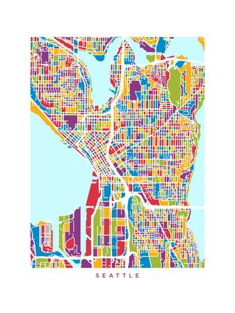 'Seattle Washington City Street Map' Print - Michael Tompsett ...