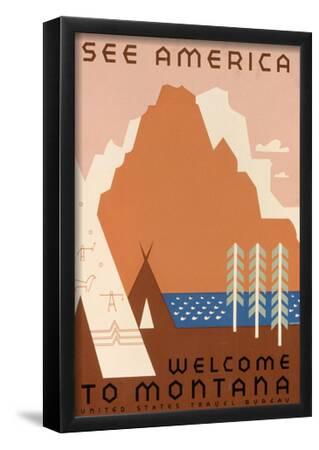 'See American Montana Tourism Travel Vintage Ad Poster Print' Poster ...