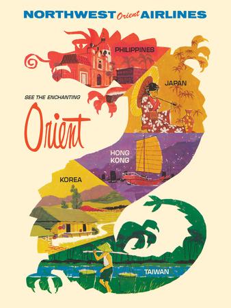 'See the Enchanting Orient - Northwest Orient Airlines, Vintage Airline ...