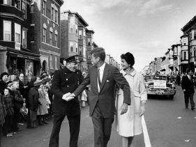 'Sen. Jack Kennedy with Jackie, Walking Down Middle of the Street ...